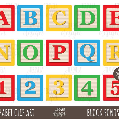BLOCKS FONTS Clipart Alphabet Clip Art Kids Blocks Clip Art - Etsy UK