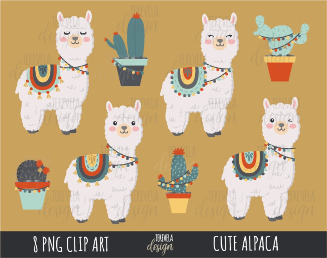 LLAMA Clipart, Alpaca Clipart, Commercial Use, Lama Clipart, Animal ...