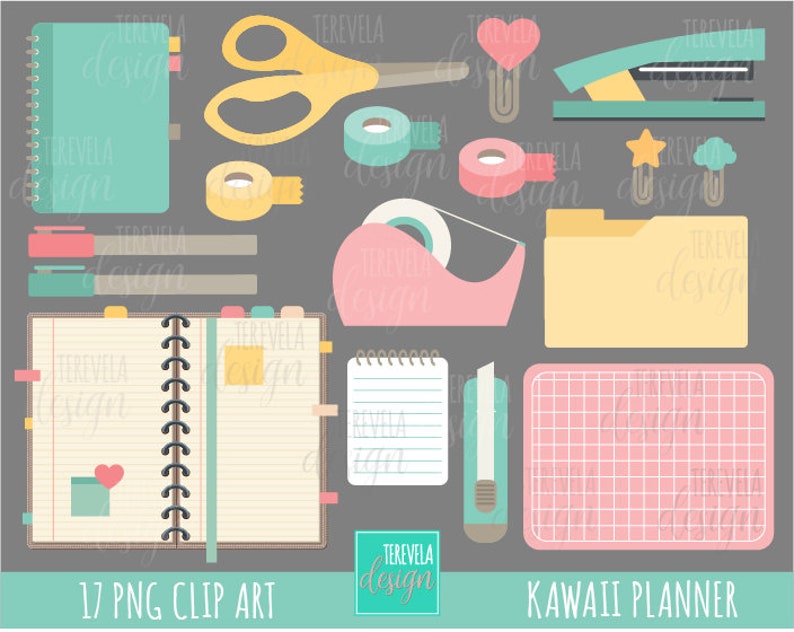 PLANNER Clipart Planner Graphics Commercial Use School - Etsy