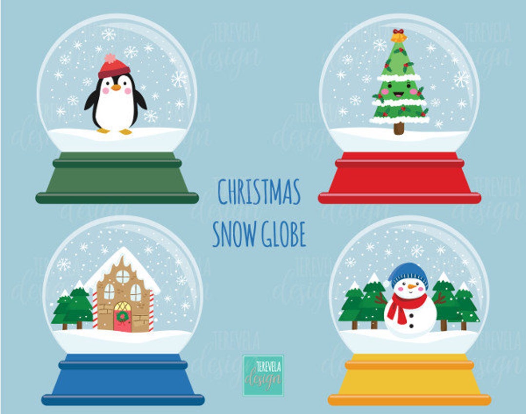 CHRISTMAS Clipart, Christmas Snow Globe Clipart, Commercial Use ...