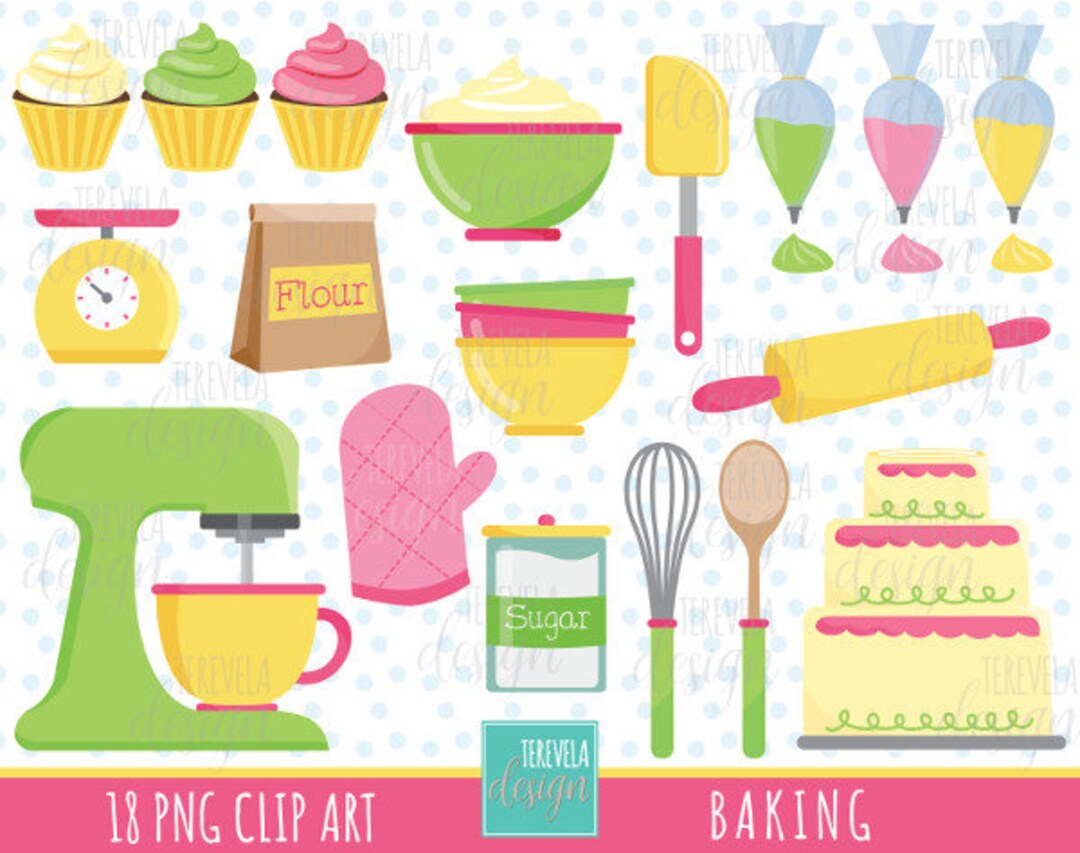 BAKING Clip Art, Commercial Use, Kitchen Clipart, Baking Tools ...