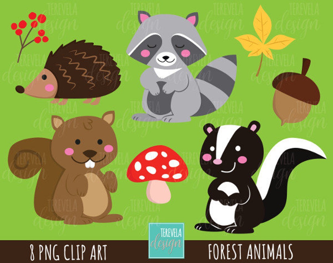 FOREST ANIMALS Clipart, Woodland Graphics, Commercial Use, Fall Clipart ...