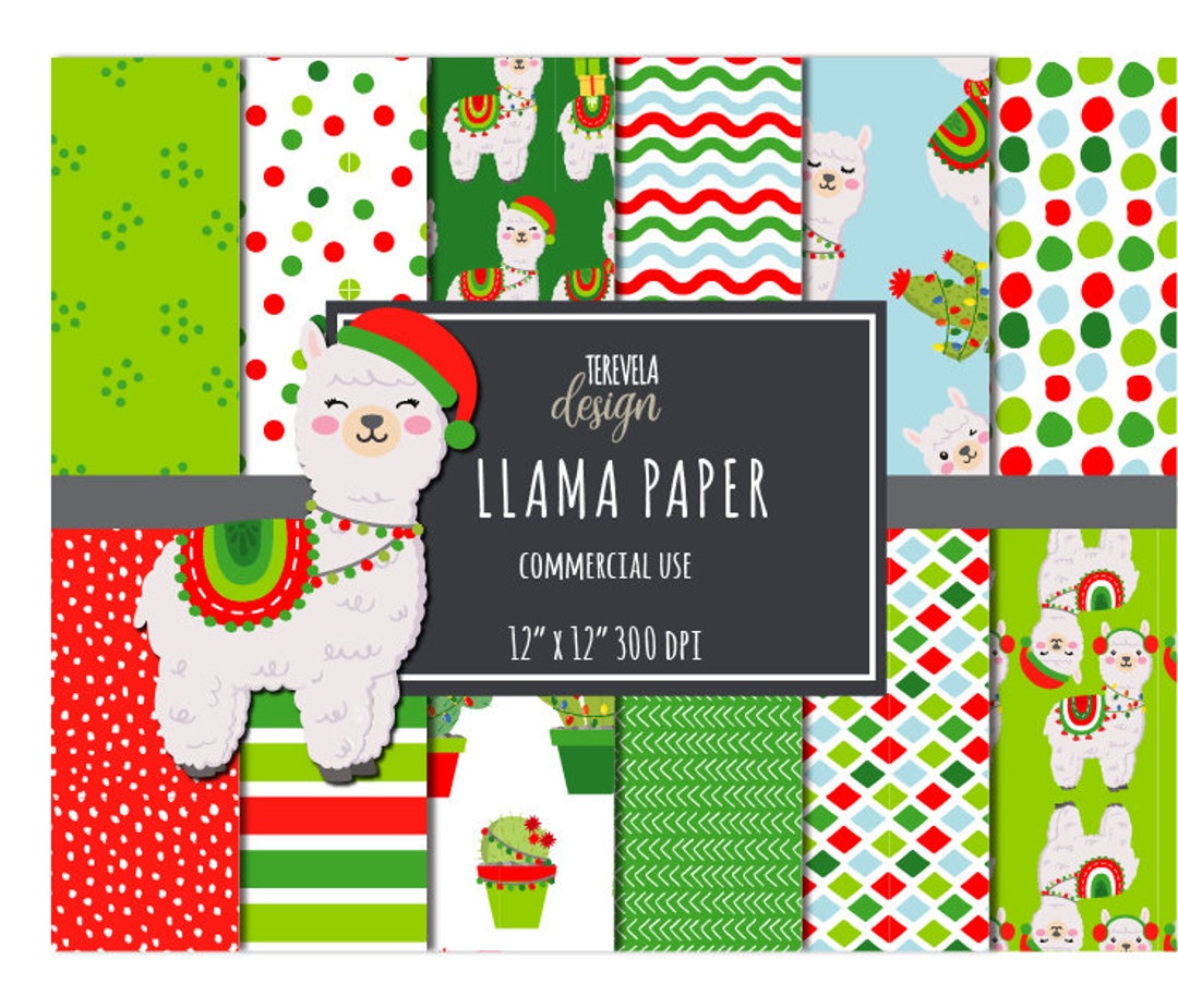 CHRISTMAS Paper, LLAMA CHRISTMAS Paper, Commercial Use, Paper Pack ...