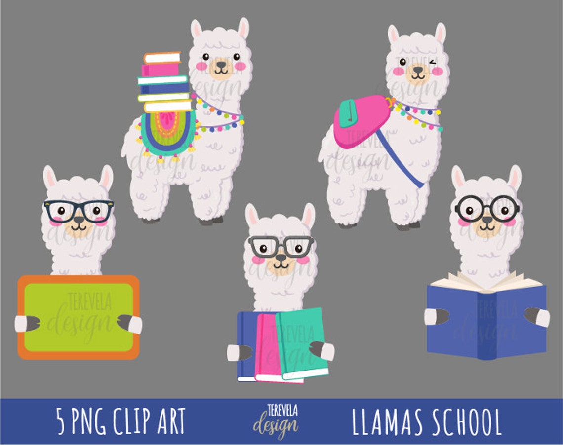 SCHOOL Clipart LLAMAS School Llamas Teachers Commercial - Etsy