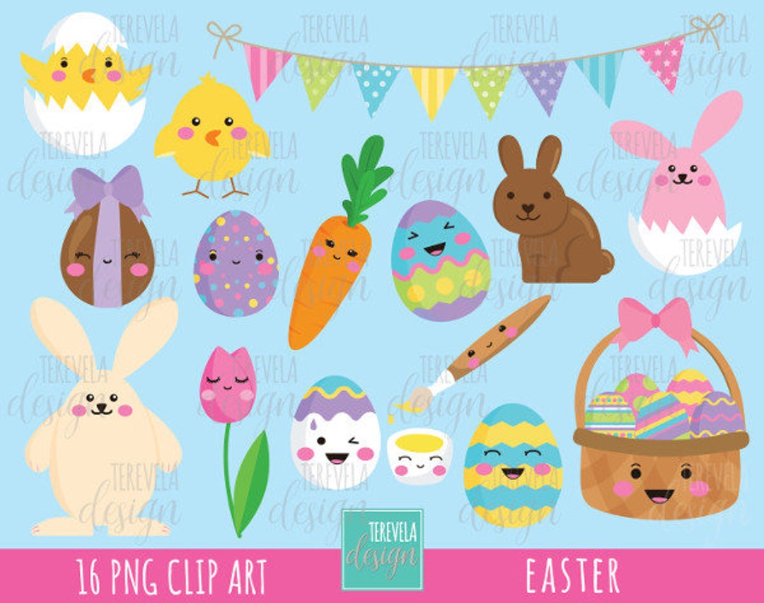 EASTER Clipart, Easter Rabbit Clipart, Easter Egg Clipart, Easter Bunny ...