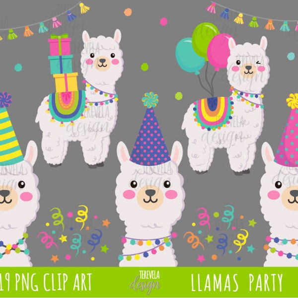 Birthday Llama Svg - Etsy