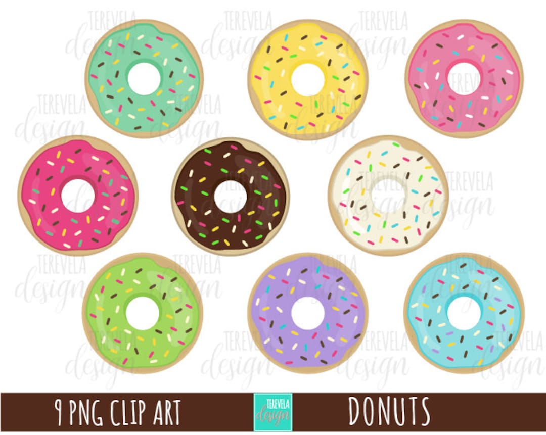 DONUTS Clipart, Food Clipart, Sweet Treats Clipart, Commercial Use ...