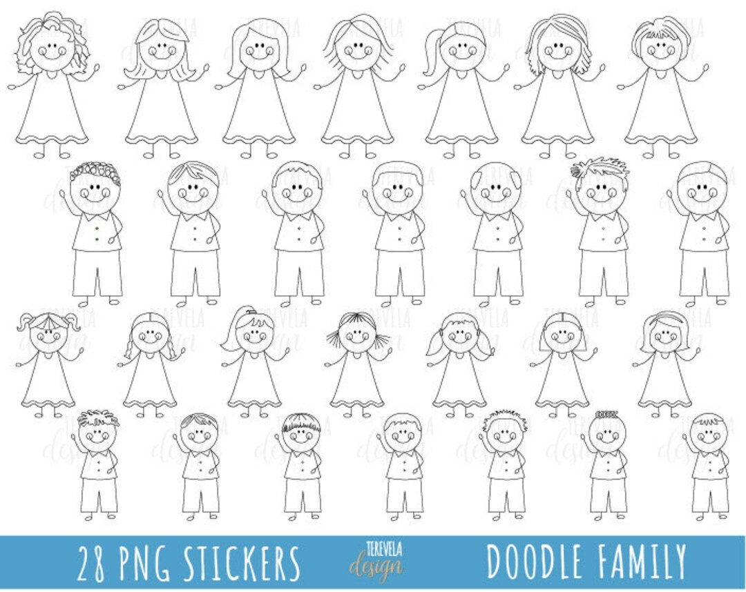 Doddle Family, Family Stickers, Family Clipart, Commercial Use, Clipart ...
