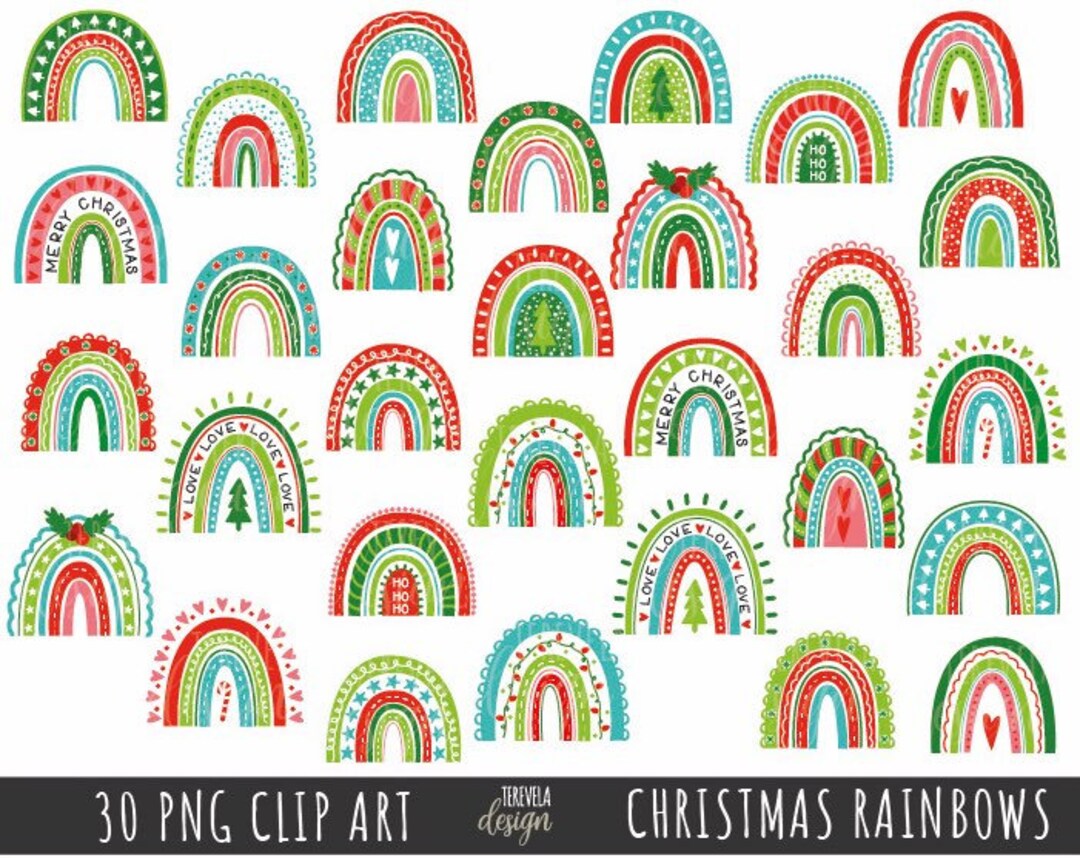 Rainbow Clipart, Christmas Clipart, Christmas Rainbow, Commercial Use ...