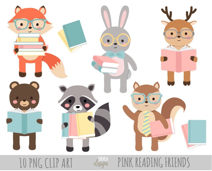 Animals Reading Clip Art