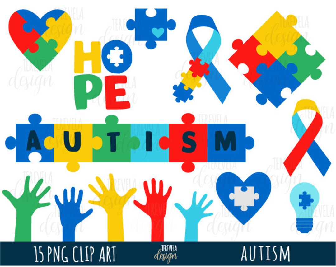 AUTISM Clipart, Commercial Use, Autistic, Puzzle, Autism Heart Clipart ...