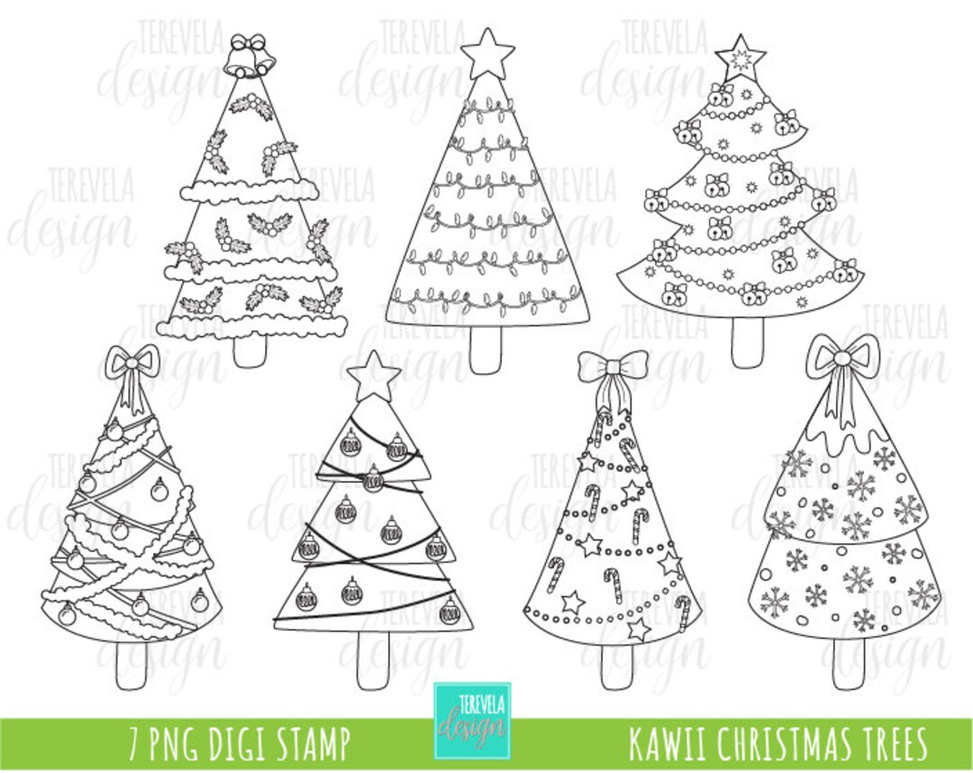CHRISTMAS TREES Stamp, Commercial Use, Christmas Stamps, Christmas Tree ...