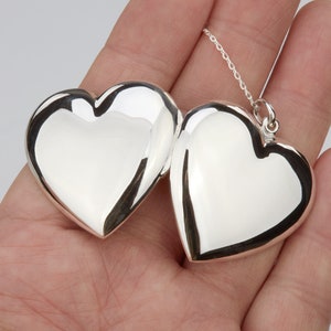 Very Large Sterling Silver Puff Heart Locket With Photo,custom Engrave ...