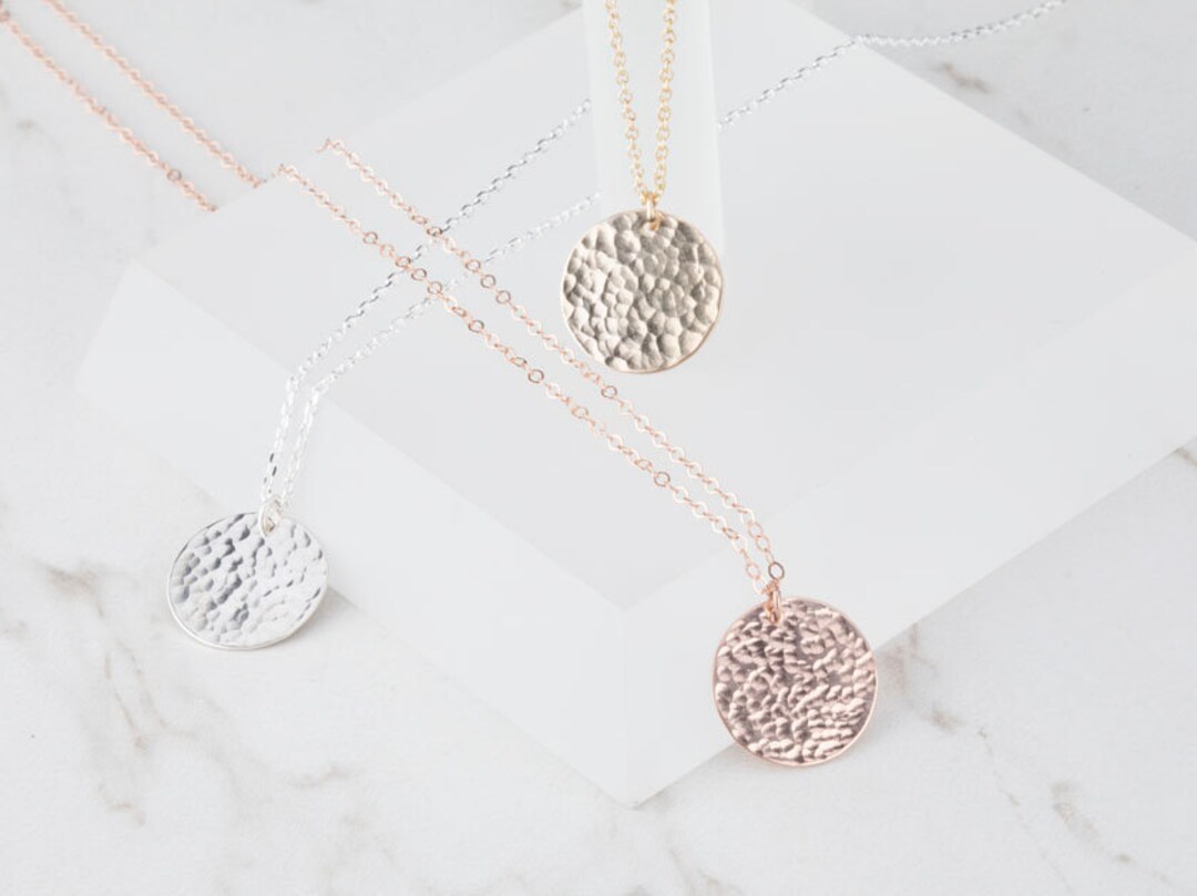 Long Layered Hammered Karma Disc 14k Gold Necklace,hammered Disc ...