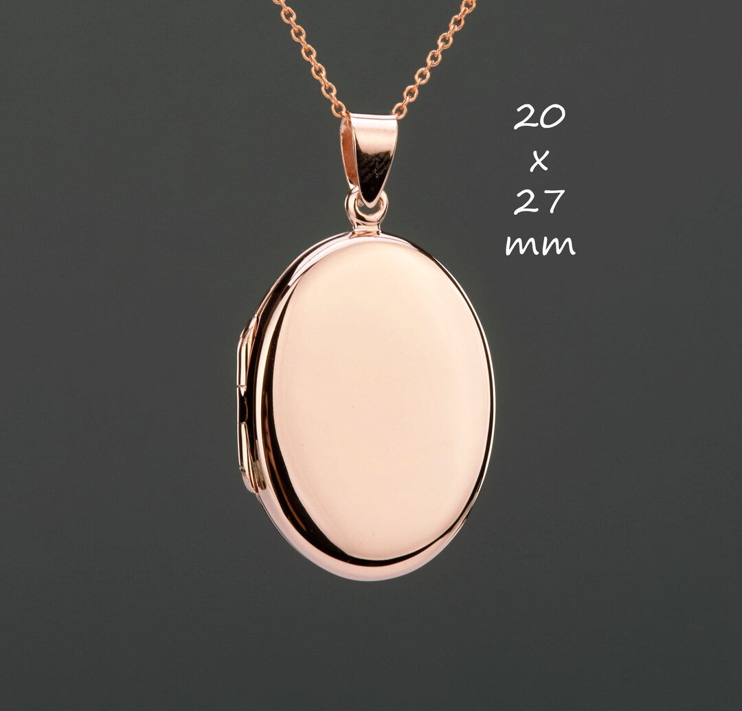 Large Pink Gold Plated Sterling Silver Oval Locket With Photo,custom ...