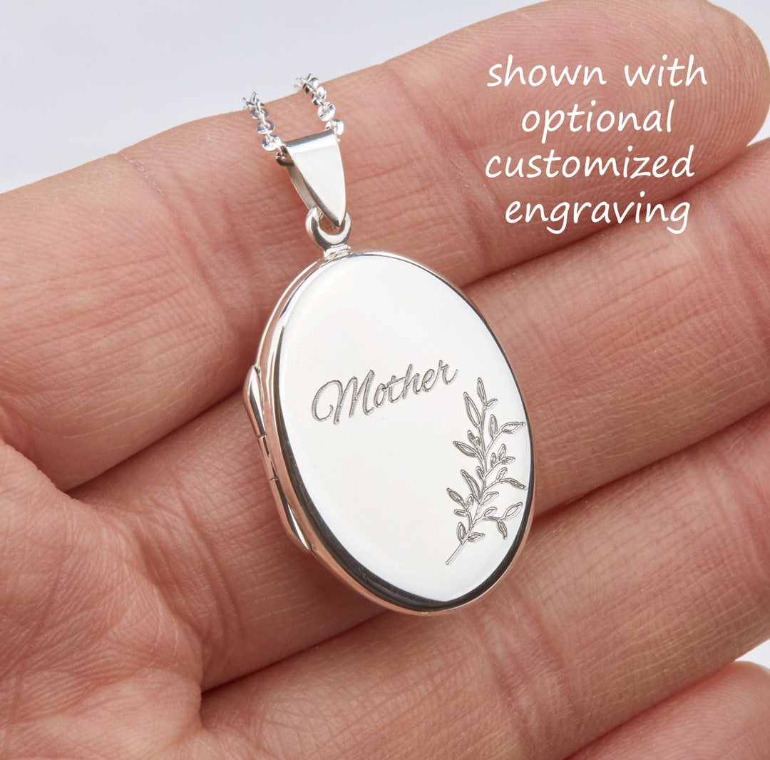 Large Sterling Silver Oval Locket With Photo,remembrance Locket ...