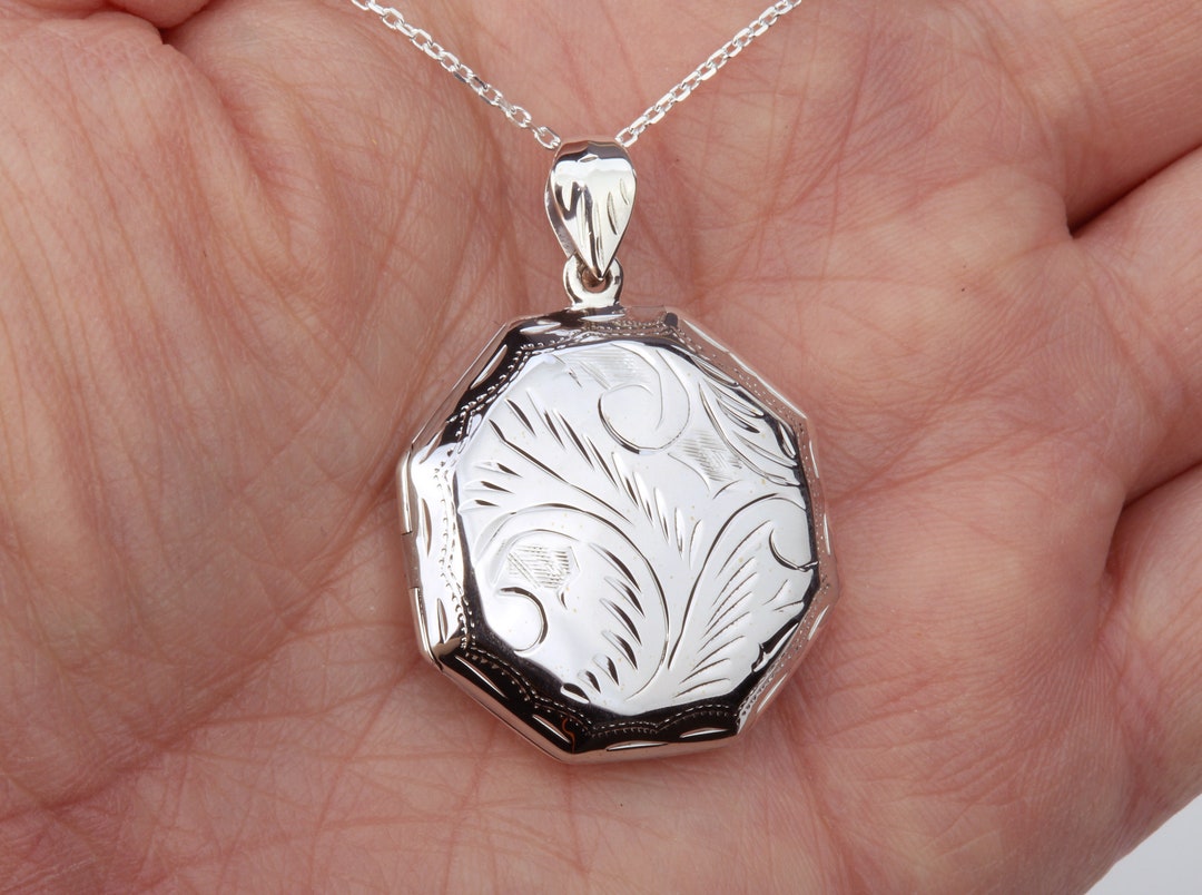 Very Large Sterling Silver Octagon Box Locket With - Etsy