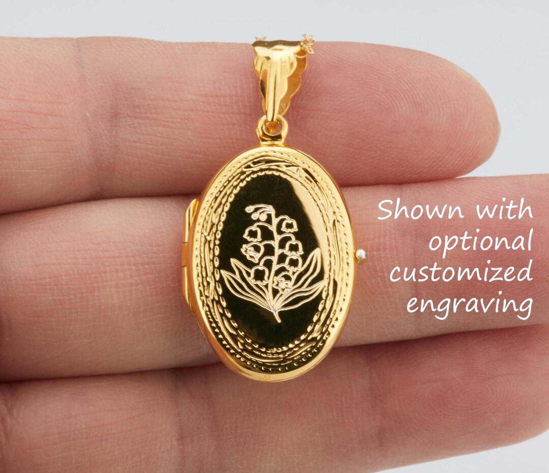 Custom Engrave Gold Oval Photo Locket,personalized Rose Gold Locket ...