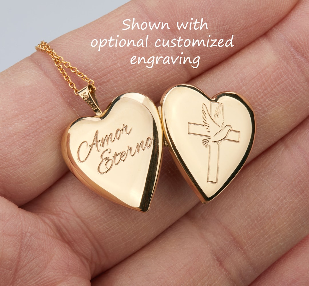 Gold Filled Heart Photo Locket,custom Engrave Locket,remembrance Locket ...