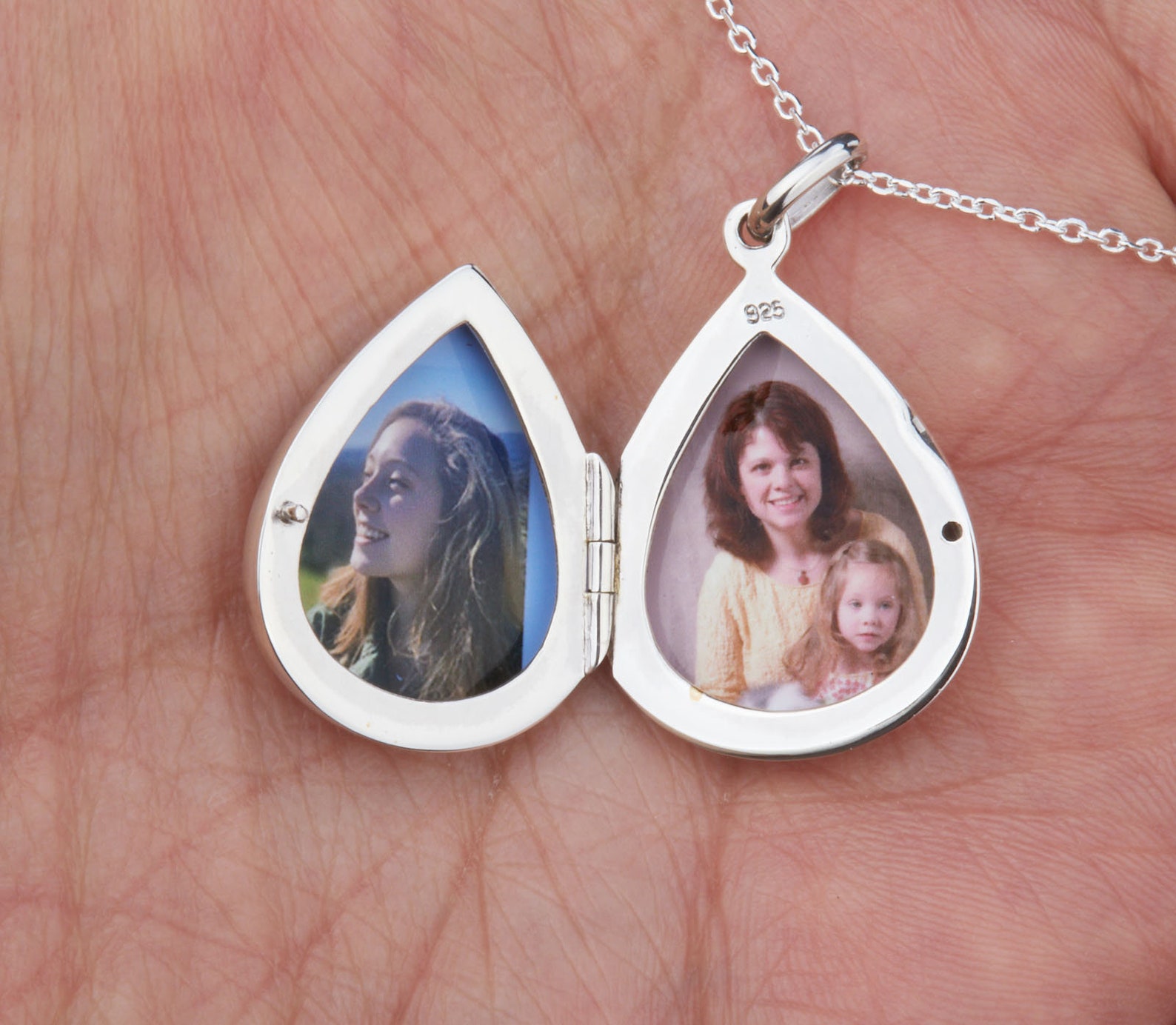 Engraved Water Drop Photo Locketsterling Silver Locket With | Etsy