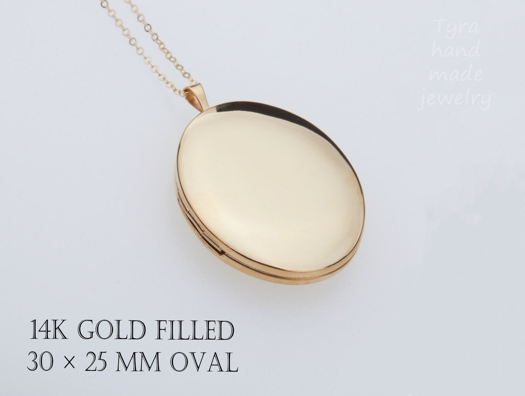 Extra Large 14K Gold Filled Oval Photo Locket,custom Engrave ...