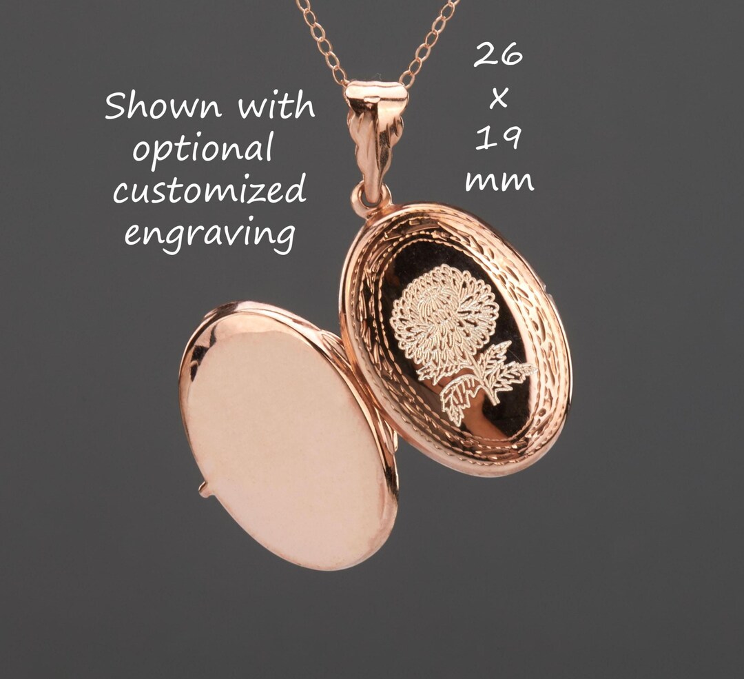 Custom Engraved Rose Gold Oval Photo Locket,personalized Rose Gold ...