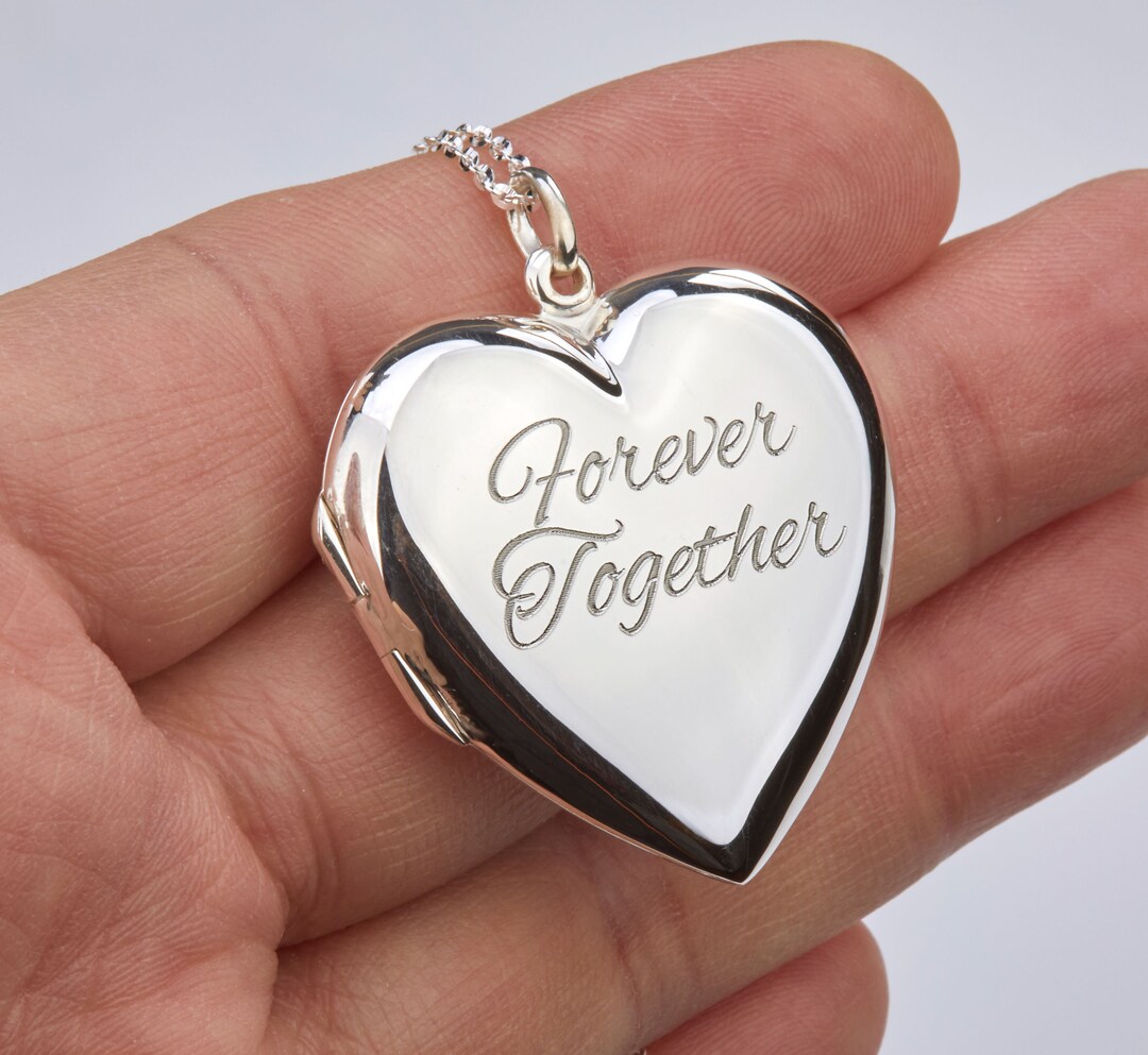 Very Large Sterling Silver Puff Heart Locket With Photo,custom Engrave ...