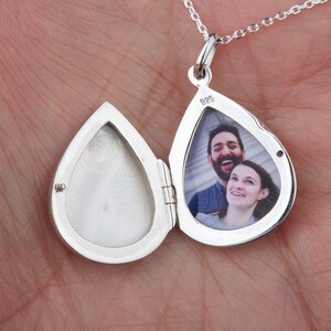 Engraved Water Drop Photo Locketsterling Silver Locket With | Etsy