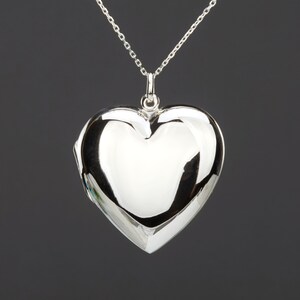 Very Large Sterling Silver Puff Heart Locket With Photo,custom Engrave ...