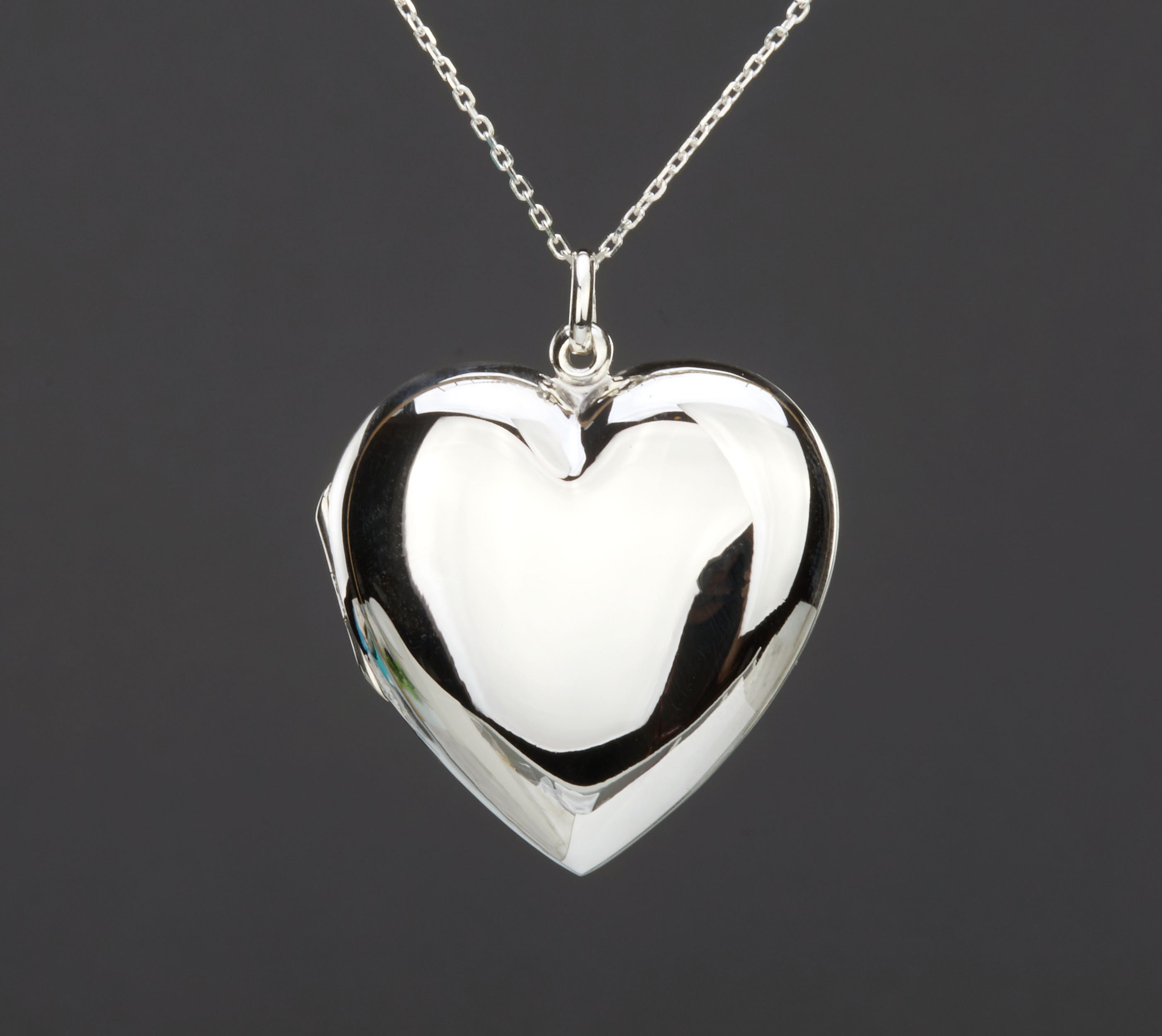 Very Large Sterling Silver Puff Heart Locket With Photo,custom Engrave ...