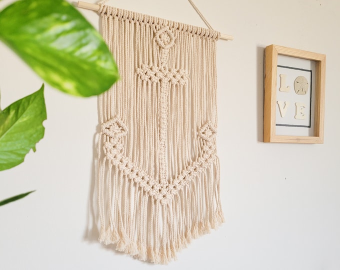 Macrame Wall Hanging, Macrame Anchor, Nautical Wall Decor, Anchor Decor ...