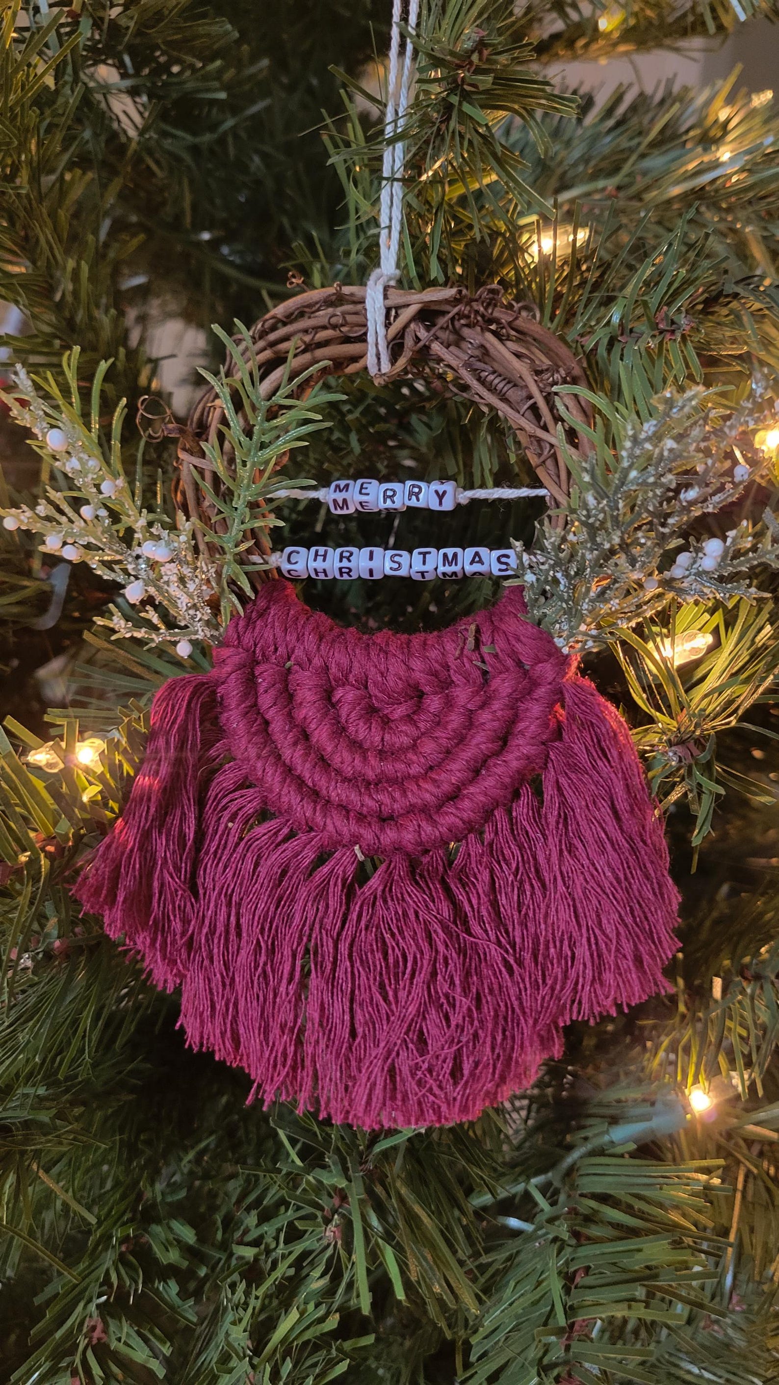 Mini Macrame Christmas Wreath, Custom Ornaments, Macrame Wreath ...