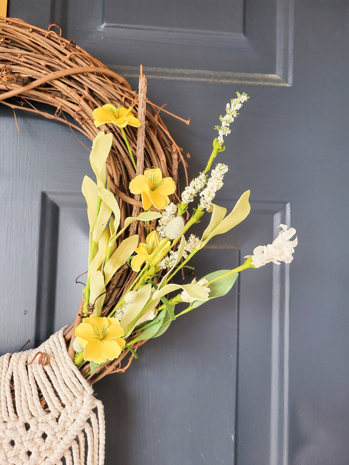 Spring Wreath, Macrame Wreath, Summer Wreath, Floral Wreath, Custom ...