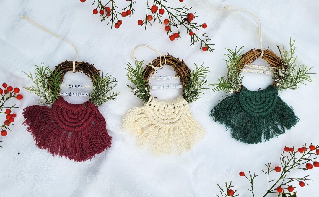 Mini Macrame Christmas Wreath, Custom Ornaments, Macrame Wreath ...