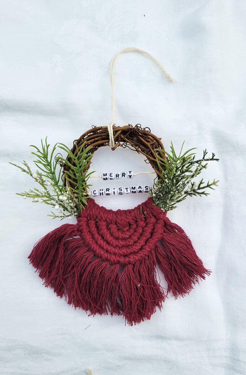 Mini Macrame Christmas Wreath, Custom Ornaments, Macrame Wreath ...
