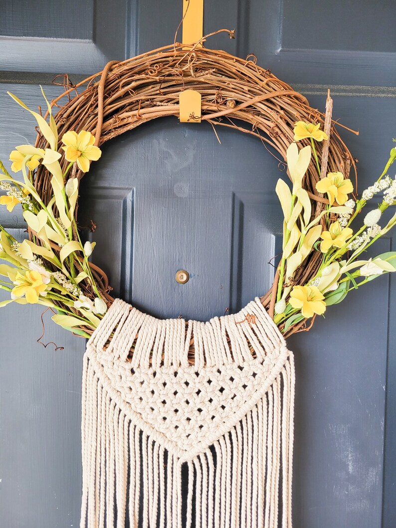 Spring Wreath, Macrame Wreath, Summer Wreath, Floral Wreath, Custom ...