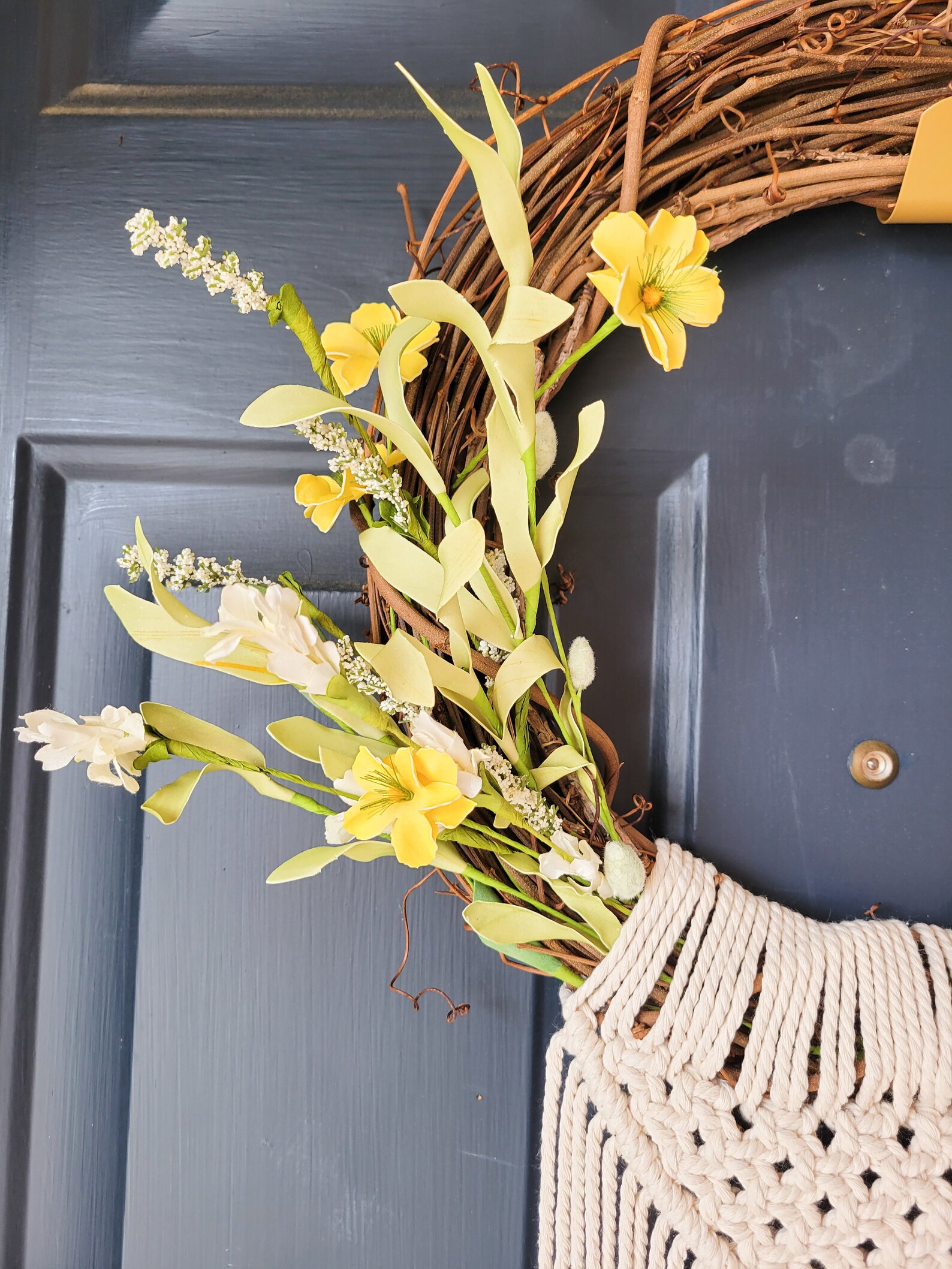 Spring Wreath, Macrame Wreath, Summer Wreath, Floral Wreath, Custom ...