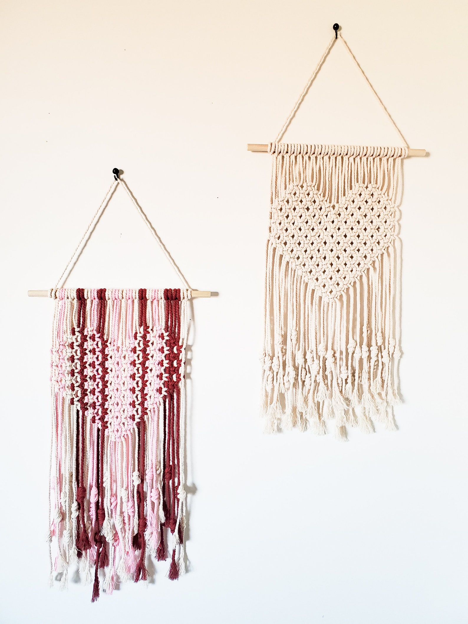 Macrame Heart Hanging, Heart Macrame Wall Hanging, Valentine's Day ...