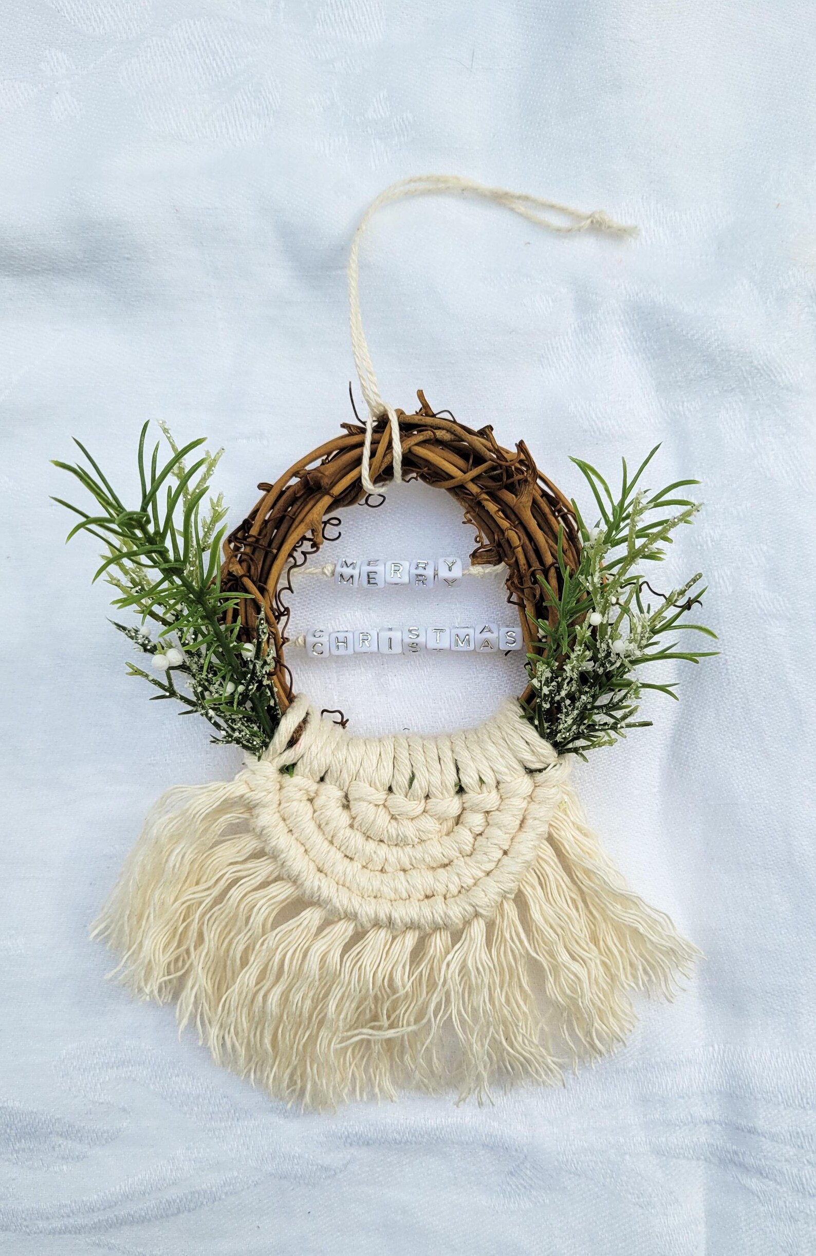 Mini Macrame Christmas Wreath, Custom Ornaments, Macrame Wreath ...