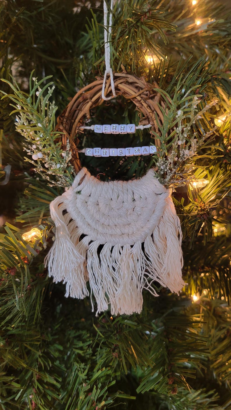 Mini Macrame Christmas Wreath, Custom Ornaments, Macrame Wreath ...