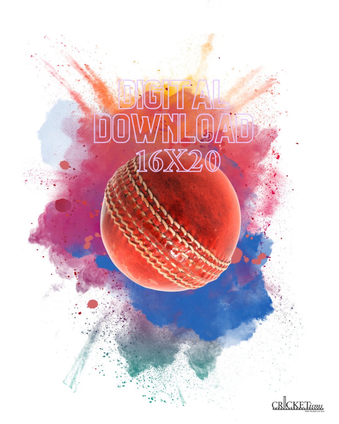 Red Cricket Ball Poster, Sport Art Print, Christmas Gift, Cricket Wall ...