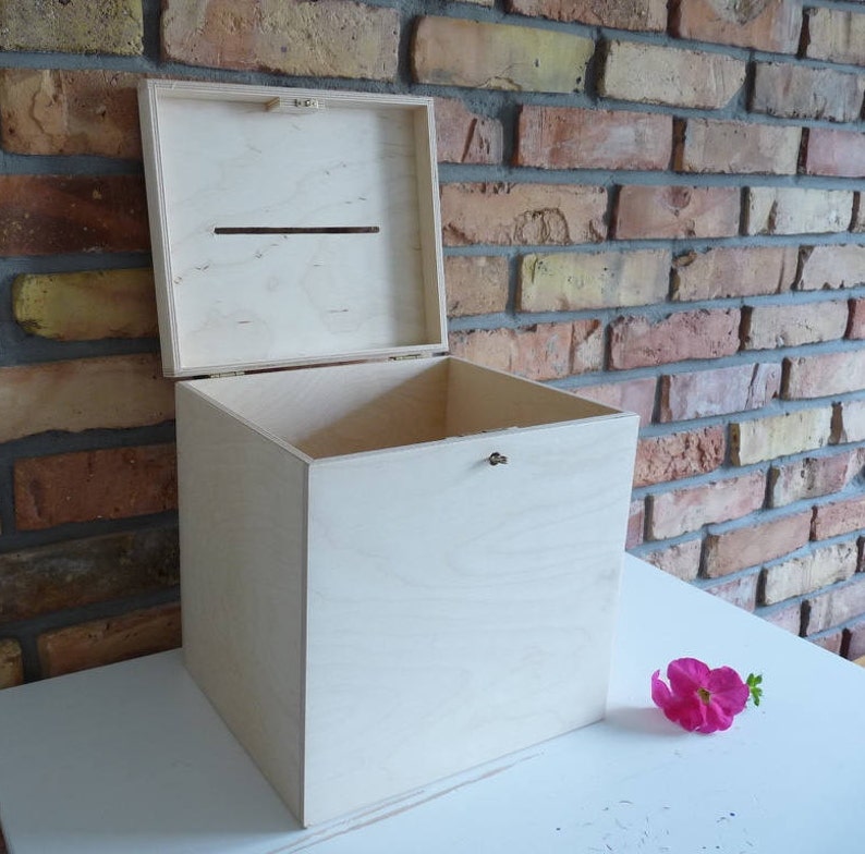 Large Wedding Wooden Card box with Slot Wood Wedding Card | Etsy