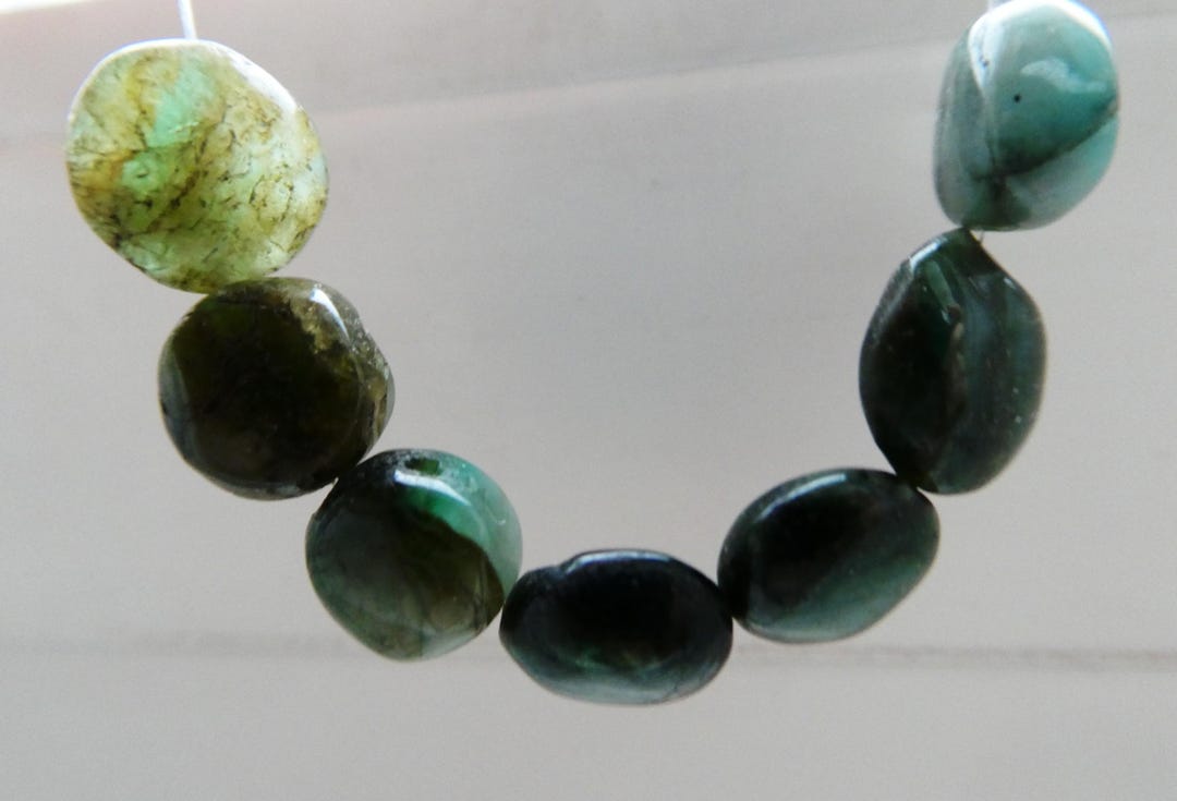 Emerald Coin Flat Beads- 8-9mm -7 Round Beads -green Stone Natural ...