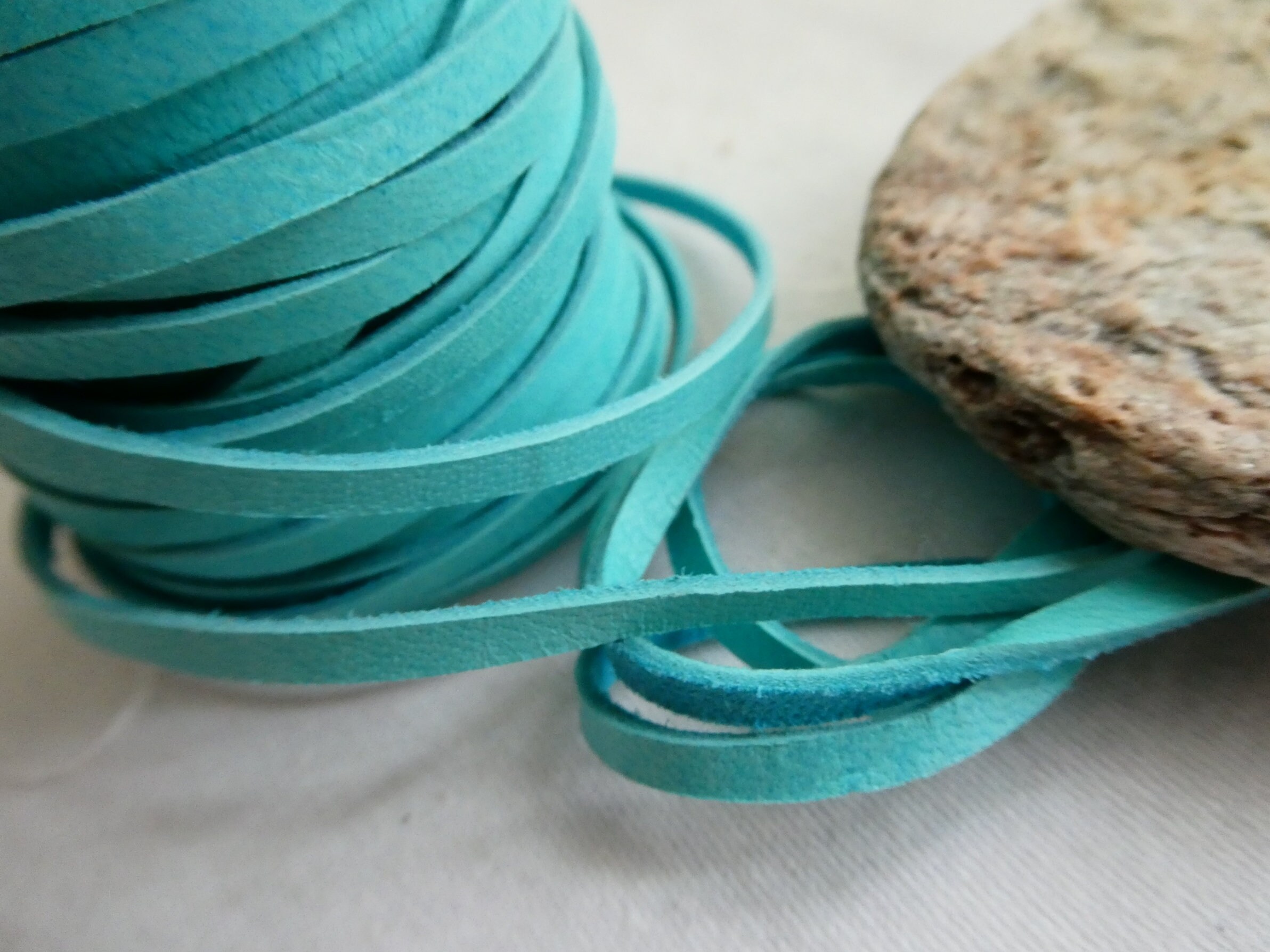 Turquoise Blue Leather Lace Cord- Flat Soft 3mm Deerskin Leather-1 Yd ...