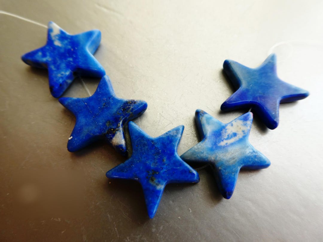 Lapis Star 16mm Beads -5 Gemstone Pcs-celestial Natural Stone Beads ...
