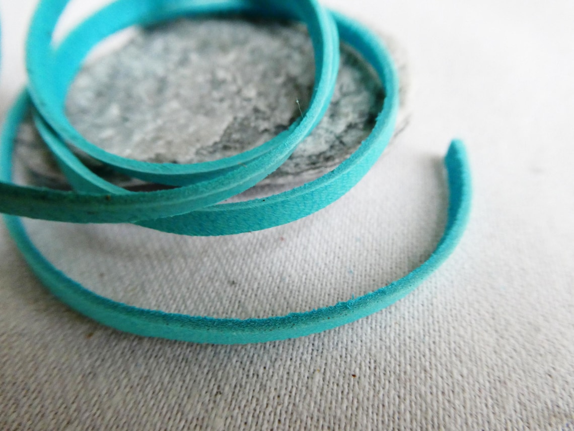 Turquoise Blue 3mm Leather Lace Bulk Cord- Flat Soft Deerskin Leather-1 ...