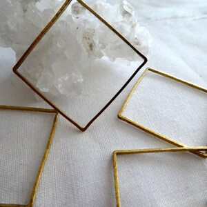 Raw Brass Square Link- 30mm- Jewelry Making Findings-6 Pcs- Geometric ...