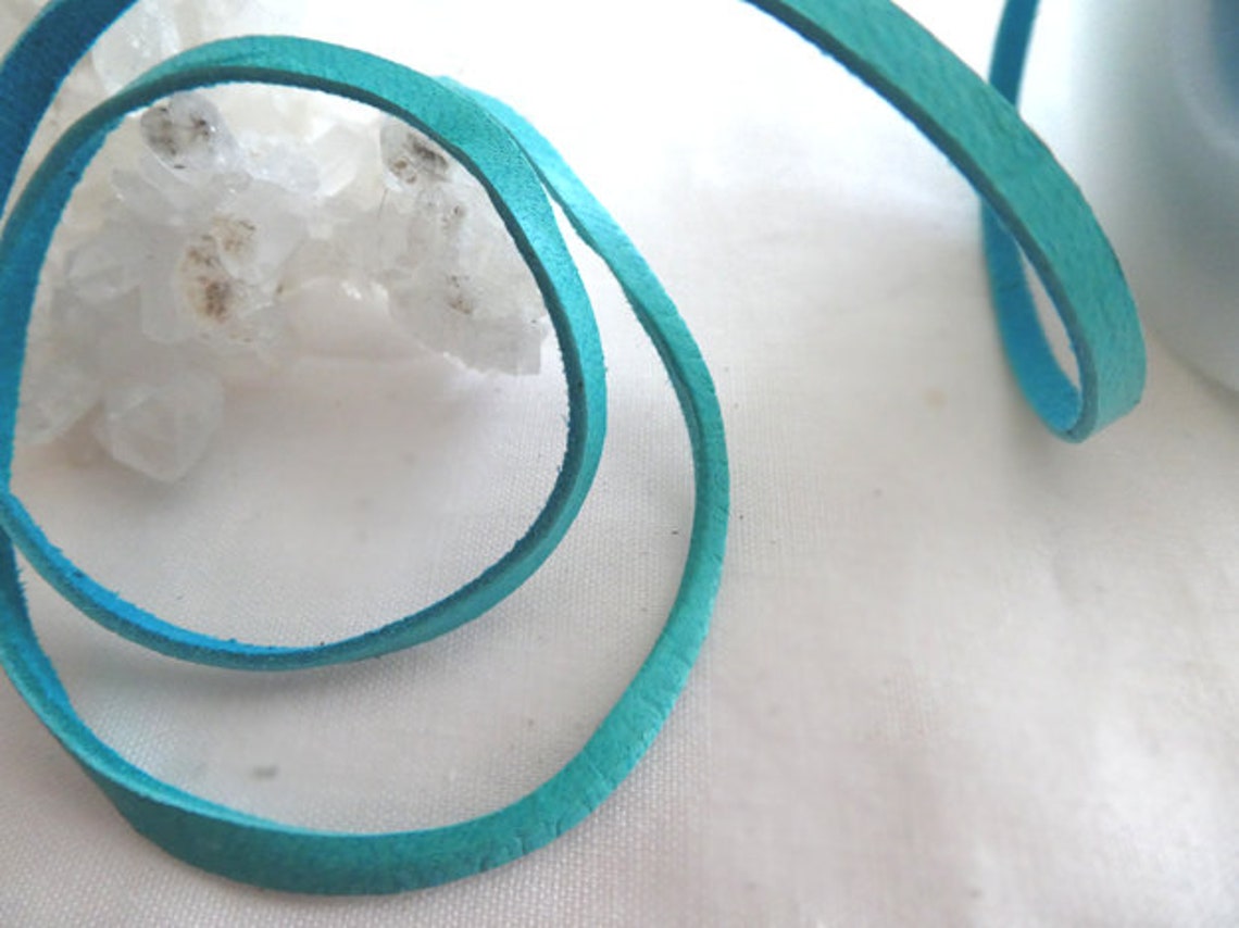 Turquoise Blue 3mm Leather Lace Bulk Cord- Flat Soft Deerskin Leather-1 ...
