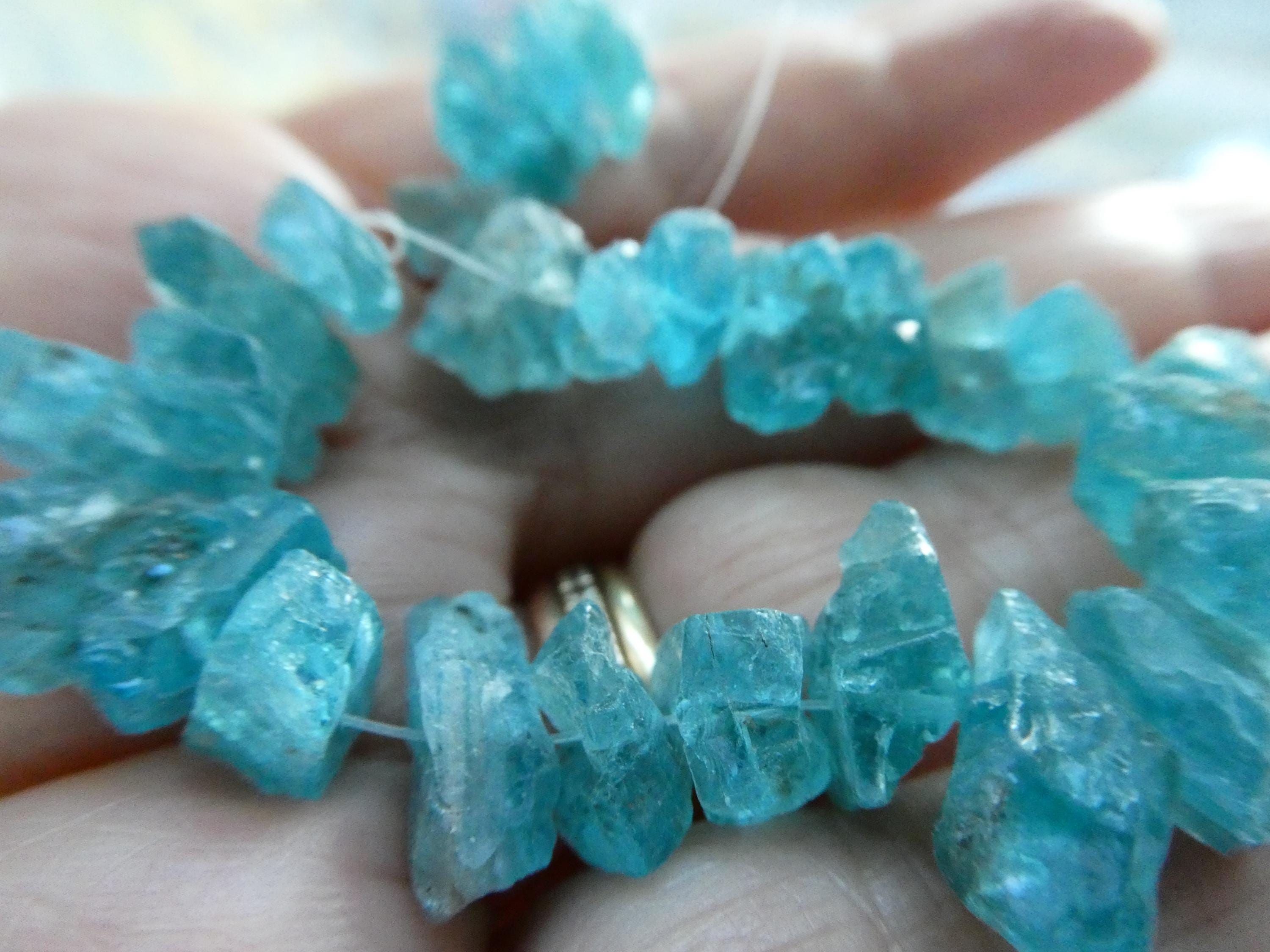 Blue Apatite Raw Crystals Beads-8-11mm -2in Strand-jewelry Making-craft ...