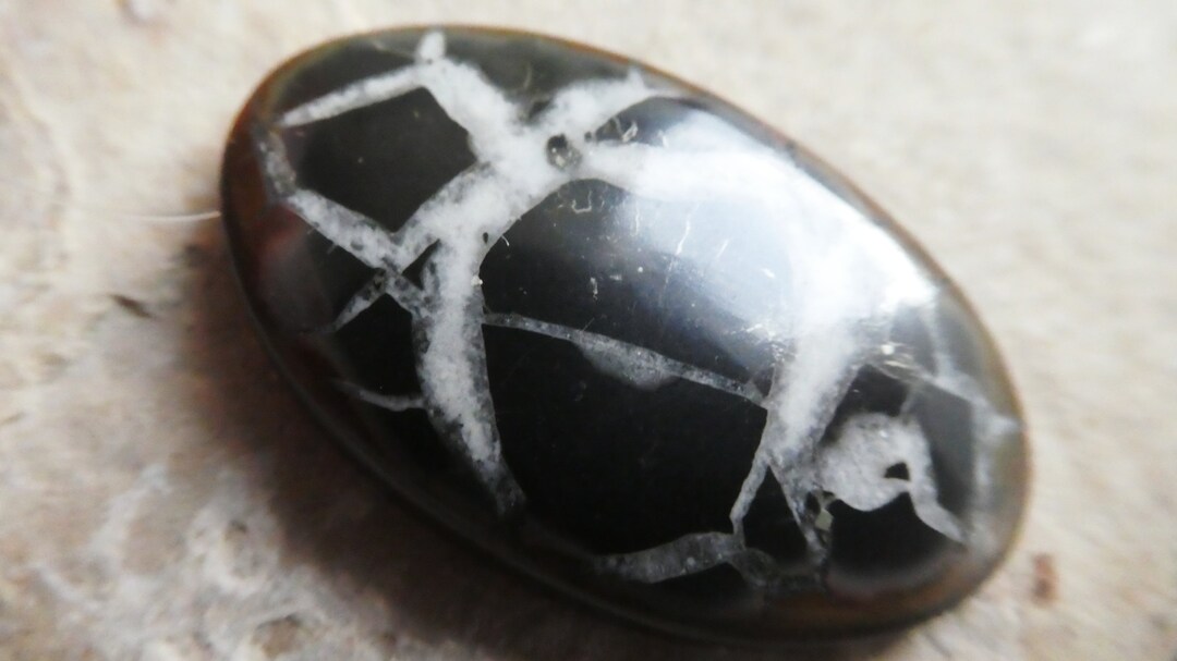 Black Septarian Bead-nodule Oval Mud Fossil -36mm Gemstone-craft Beads ...